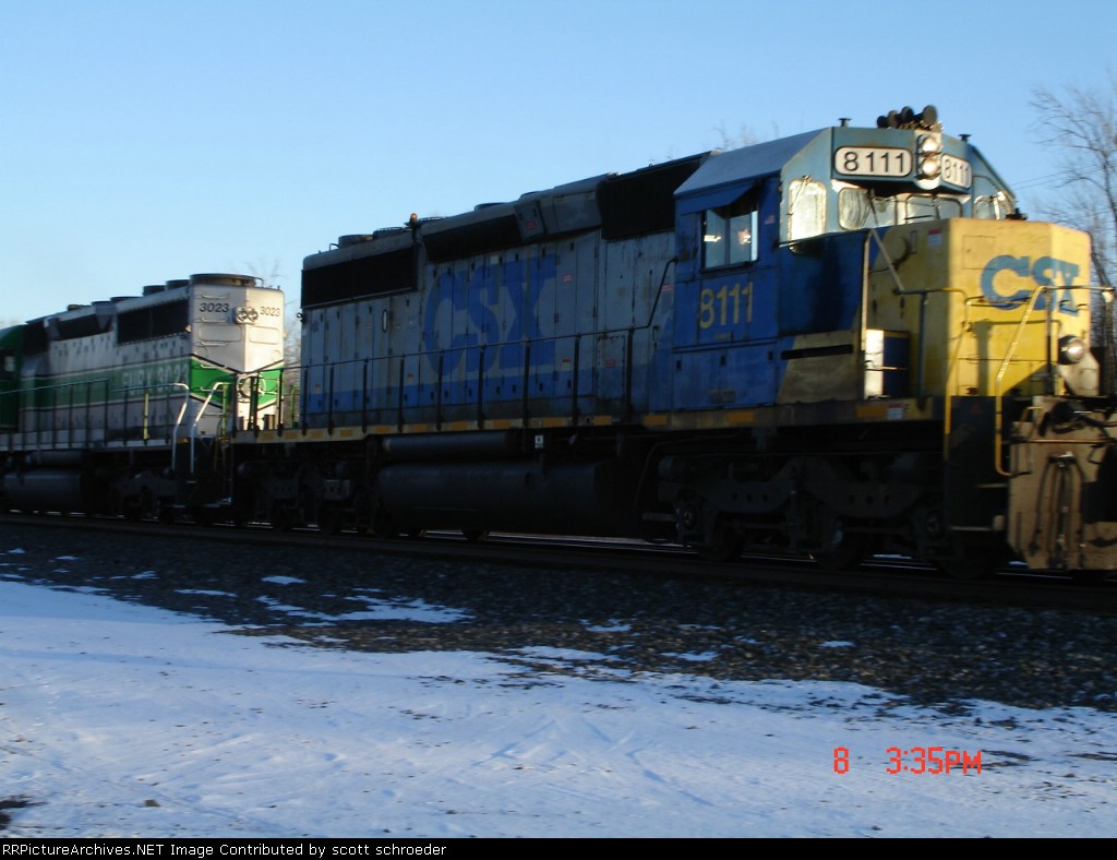 CSX 8111 &$FURX 3023 run a WB mixed freight